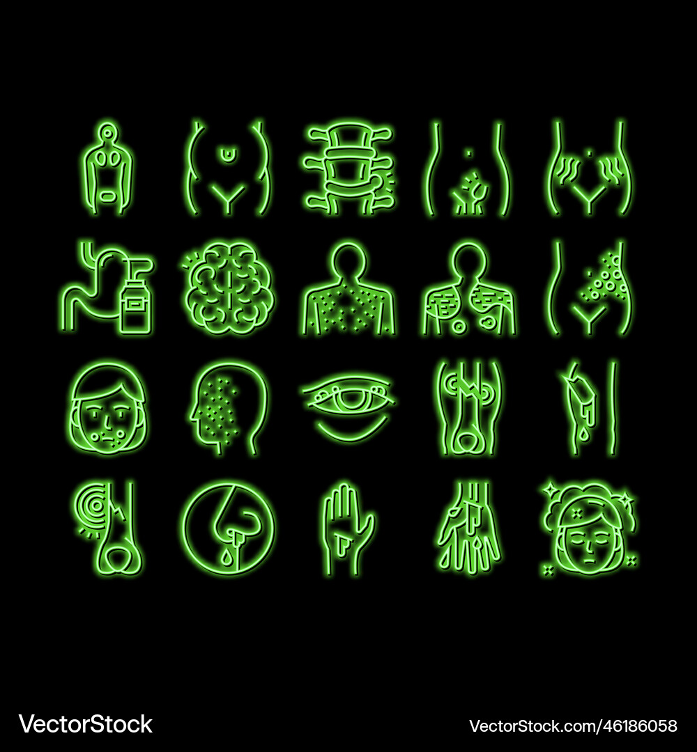 Disease health problem neon glow icon Royalty Free Vector