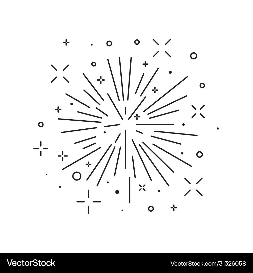 Festive burst firework icon in line artmonoc Vector Image