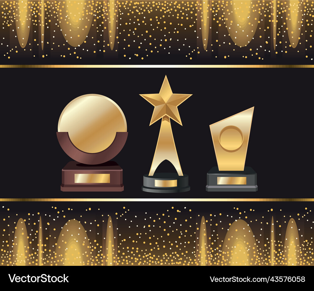 Golden awards in poster Royalty Free Vector Image