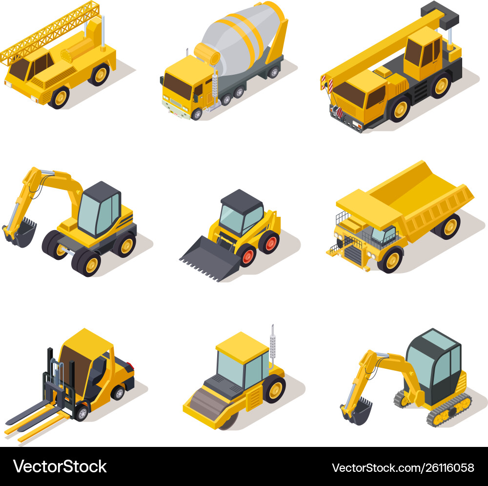 Isometric industrial machinery 3d construction Vector Image