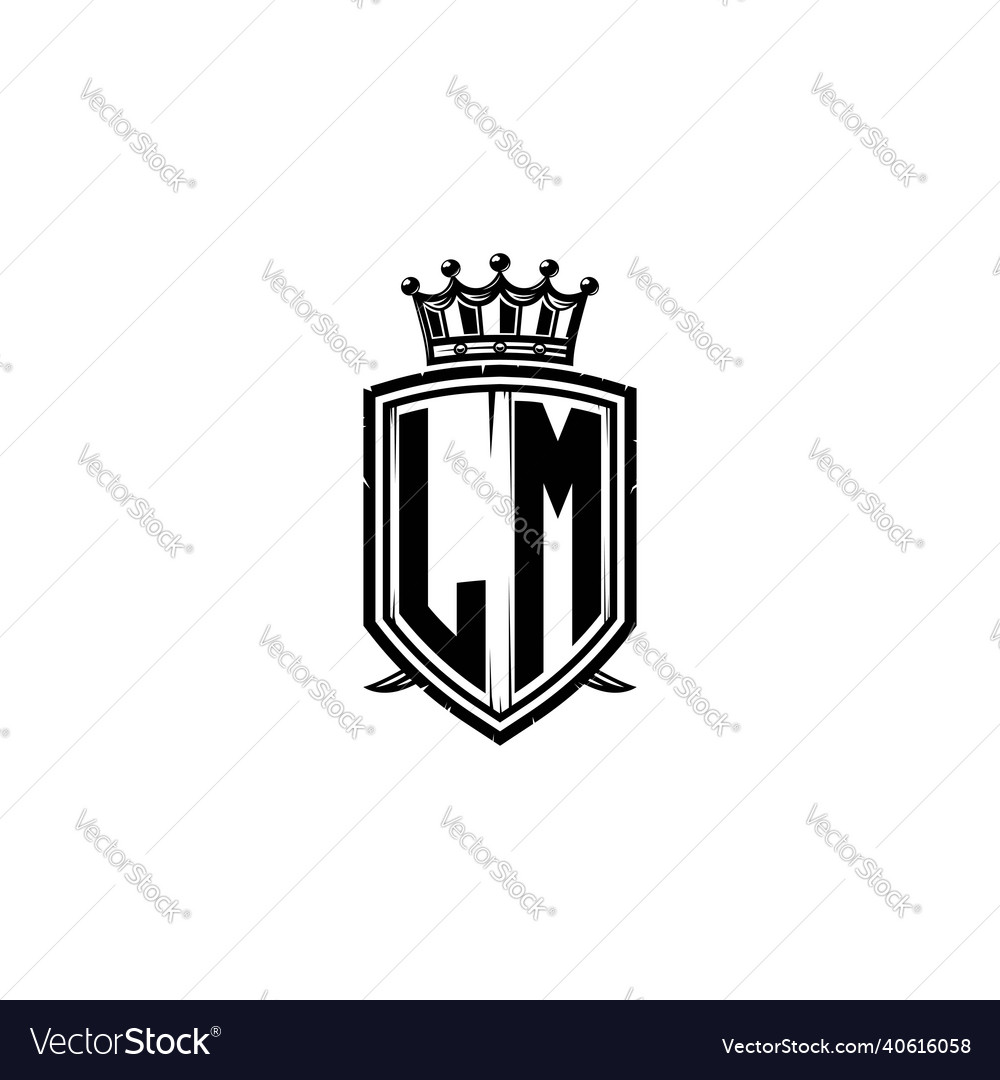 Lm logo monogram shield crown luxury design Vector Image