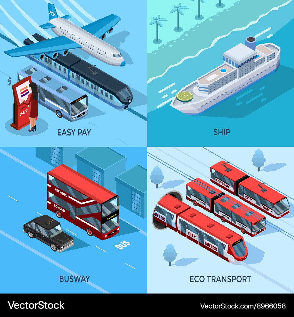 Passenger transport isometric 2x2 design concept Vector Image