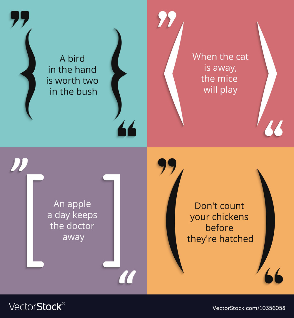 Quotes In Round Brackets Square Braces Royalty Free Vector
