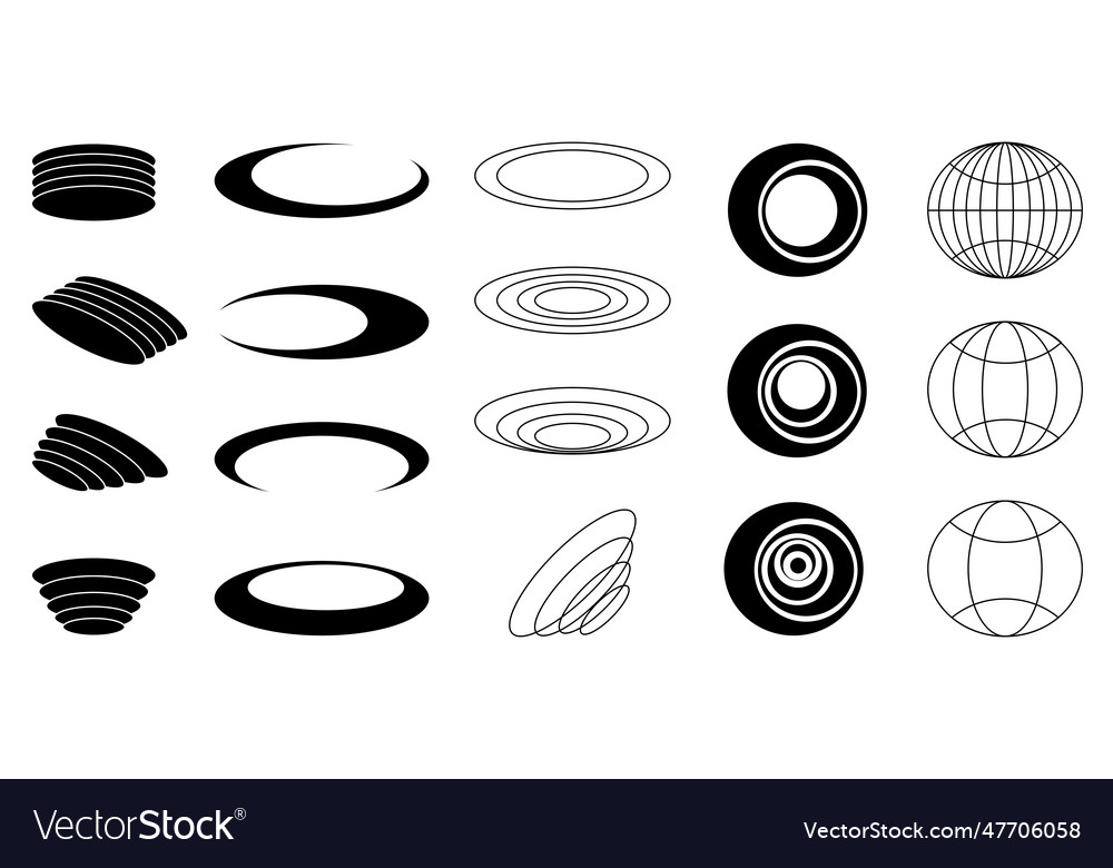 Set of y2k circle and retro-futuristic elements Vector Image