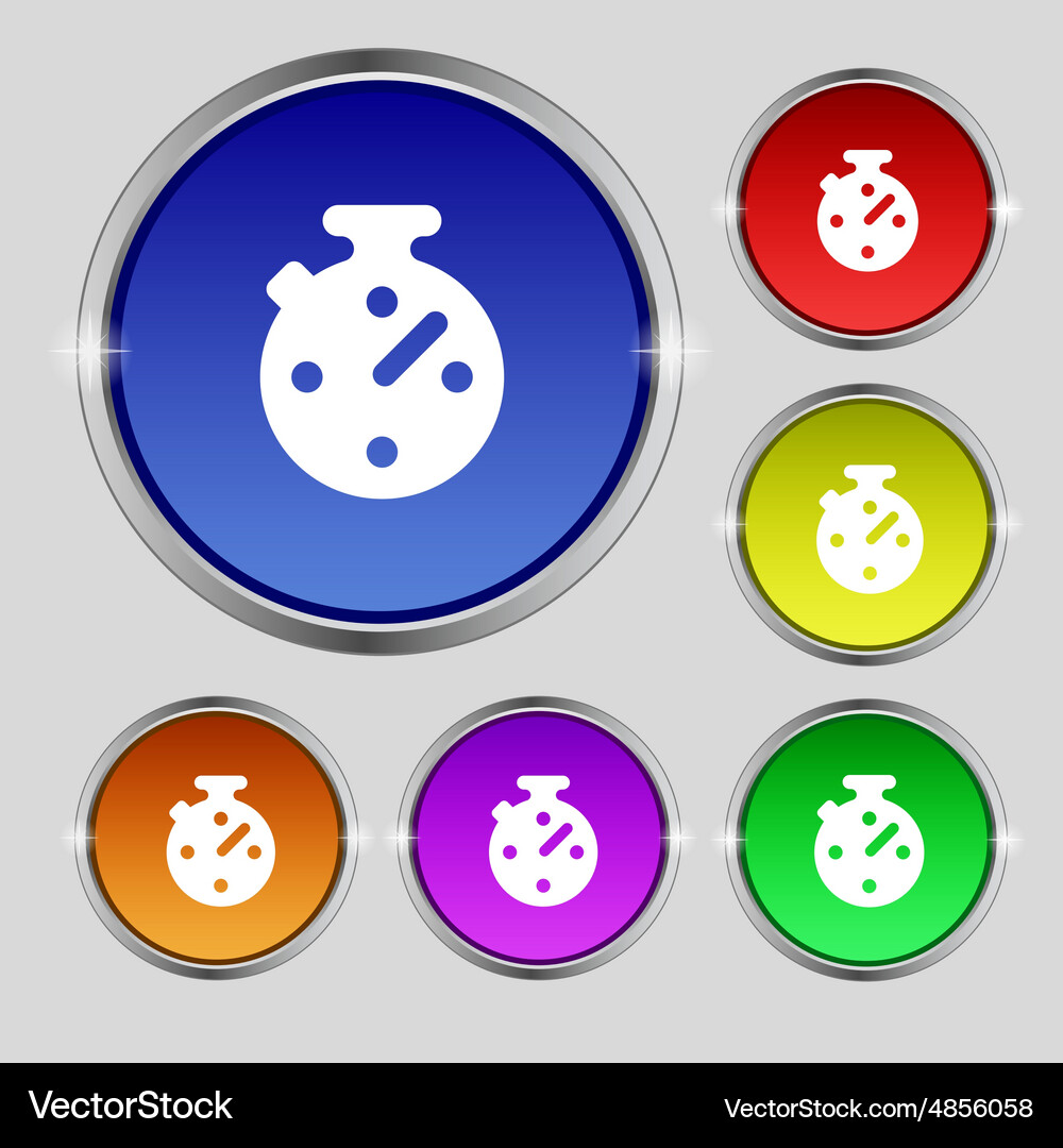 Timer stopwatch icon sign round symbol on bright Vector Image