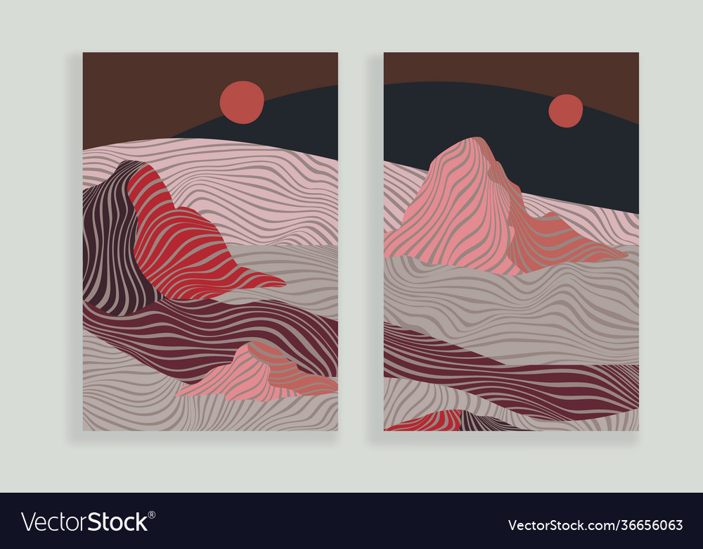 Abstract colorful landscape poster collection Vector Image