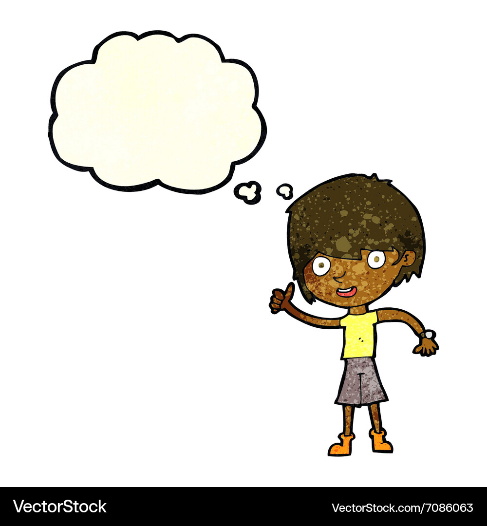 Cartoon boy with positive attitude thought Vector Image