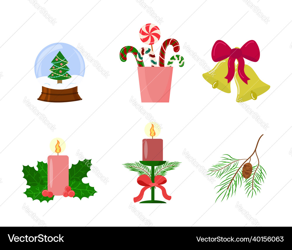 Christmas decor design set Royalty Free Vector Image