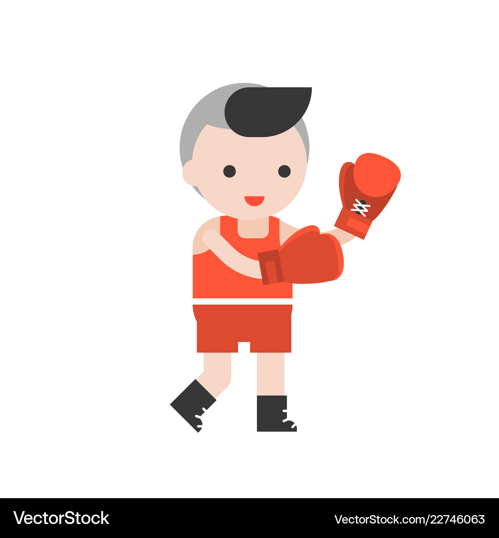Cute boxer with boxing glove flat design Vector Image