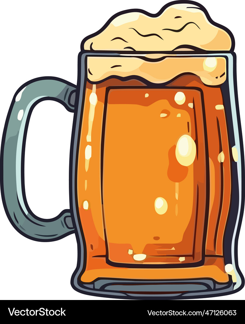 Frothy beer in a pint glass Royalty Free Vector Image