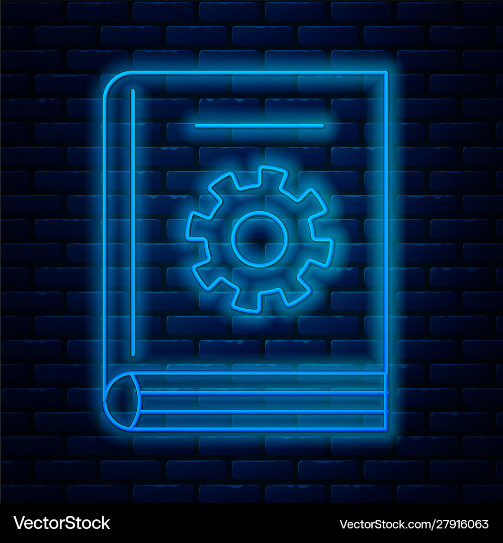 Glowing neon line user manual icon isolated Vector Image