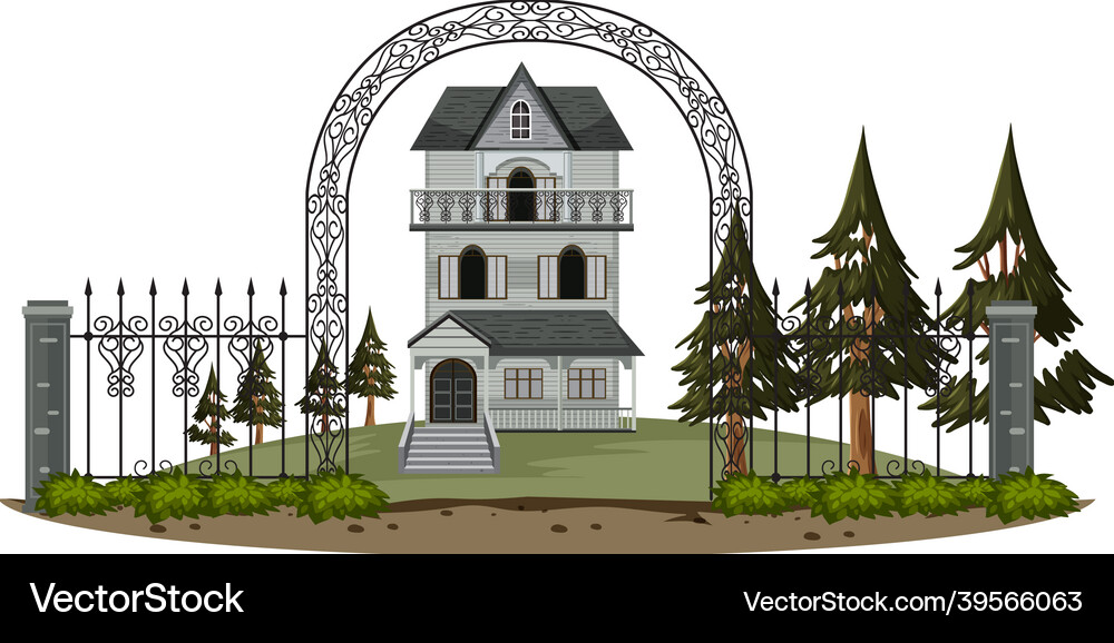 Haunted mansion exterior on white background Vector Image