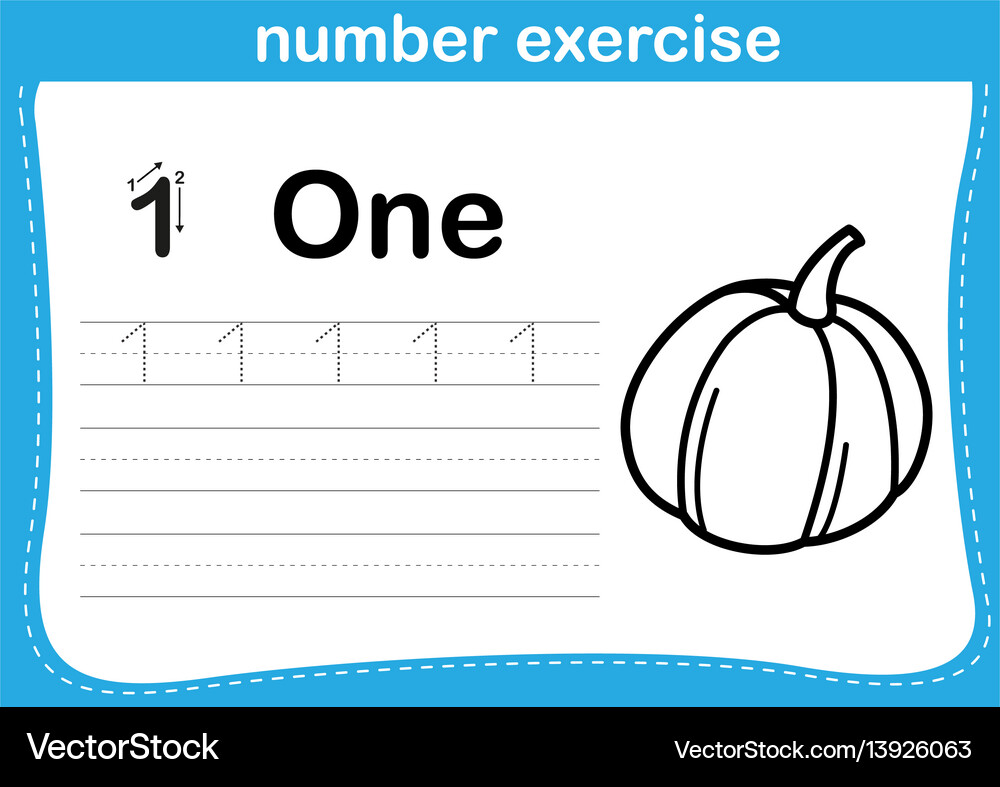 Number exercise with cartoon coloring book Vector Image