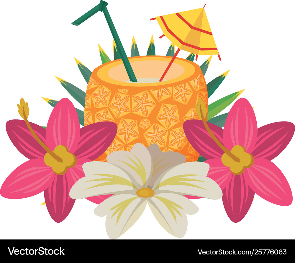 Pineapple cocktail beverage icon cartoon Vector Image