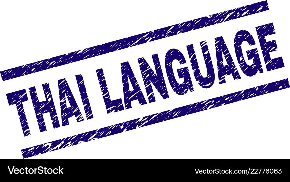 Scratched textured thai language stamp seal Vector Image