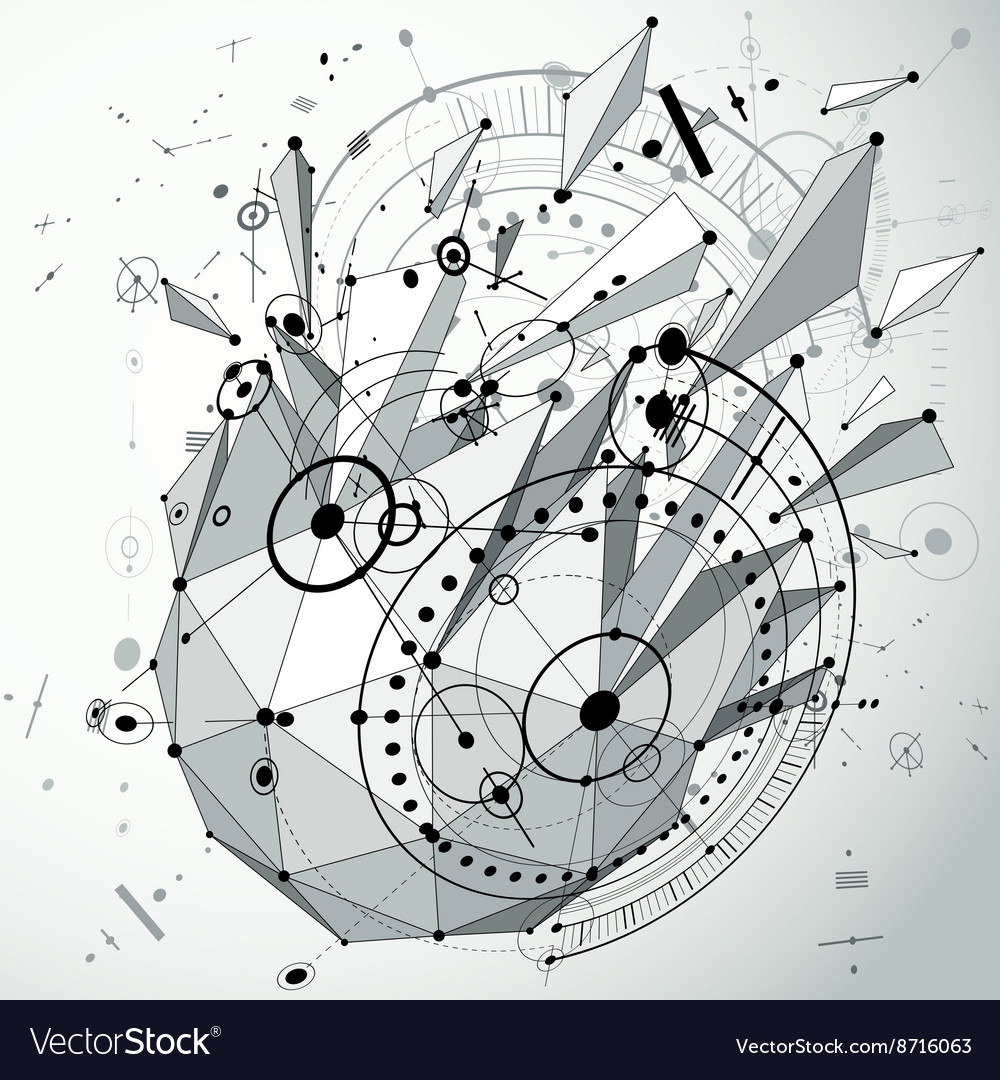 Technical Drawing Made Using Lines Mesh And Vector Image