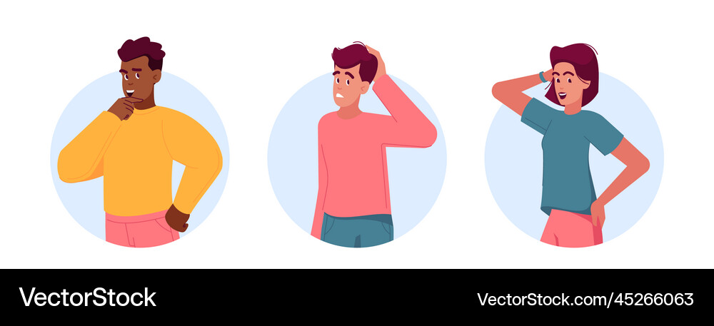 Thoughtful people scratch their heads isolated Vector Image