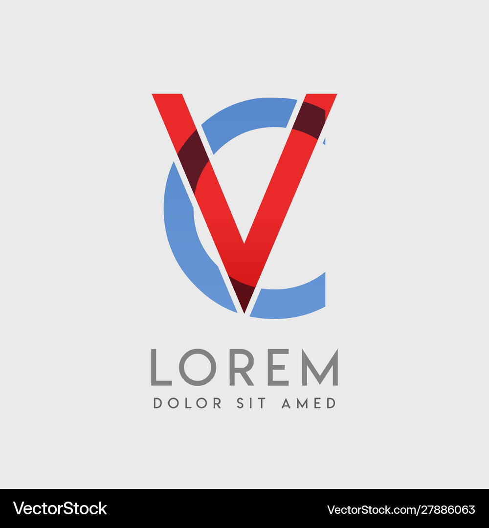 Vc logo letters with blue and red gradation Vector Image