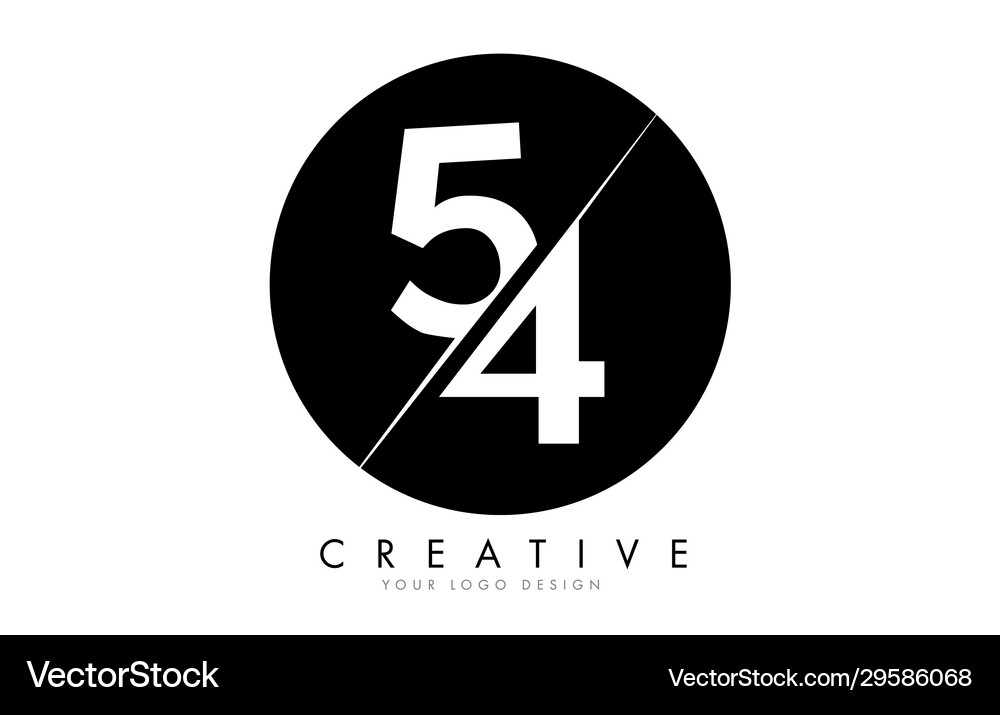 54 5 4 number logo design with a creative cut Vector Image
