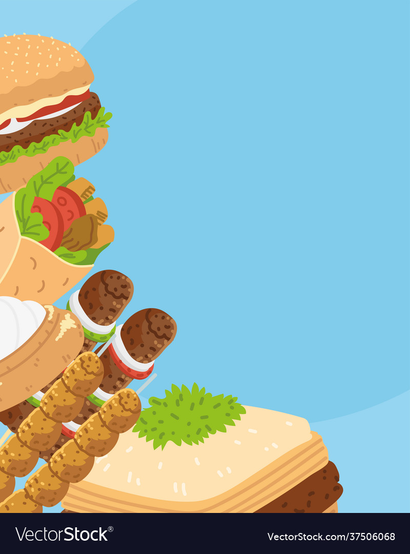 Arabic food symbol collection Royalty Free Vector Image