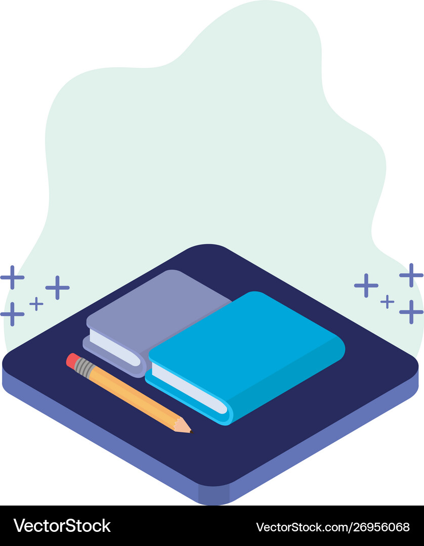 Book school with pencil on white background Vector Image