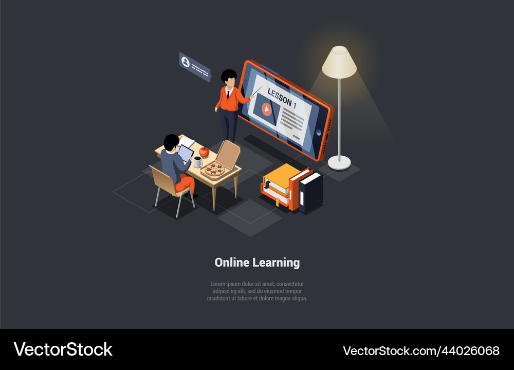 Concept of distance online e-learning student Vector Image