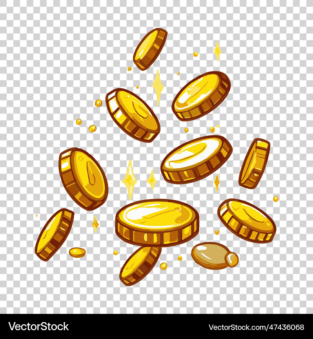 Gold coins isolated on transparent background Vector Image
