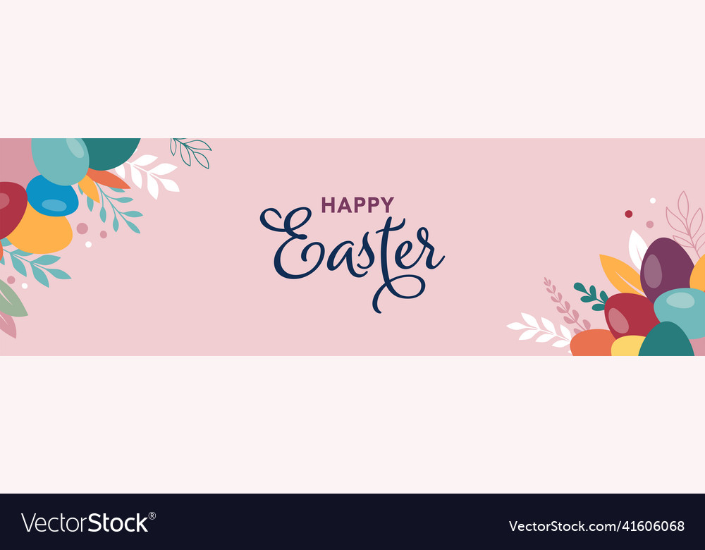 Happy easter banner poster greeting card trendy Vector Image