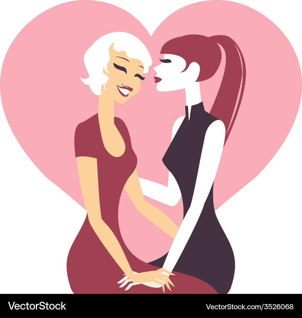 Lesbian couple in love Royalty Free Vector Image