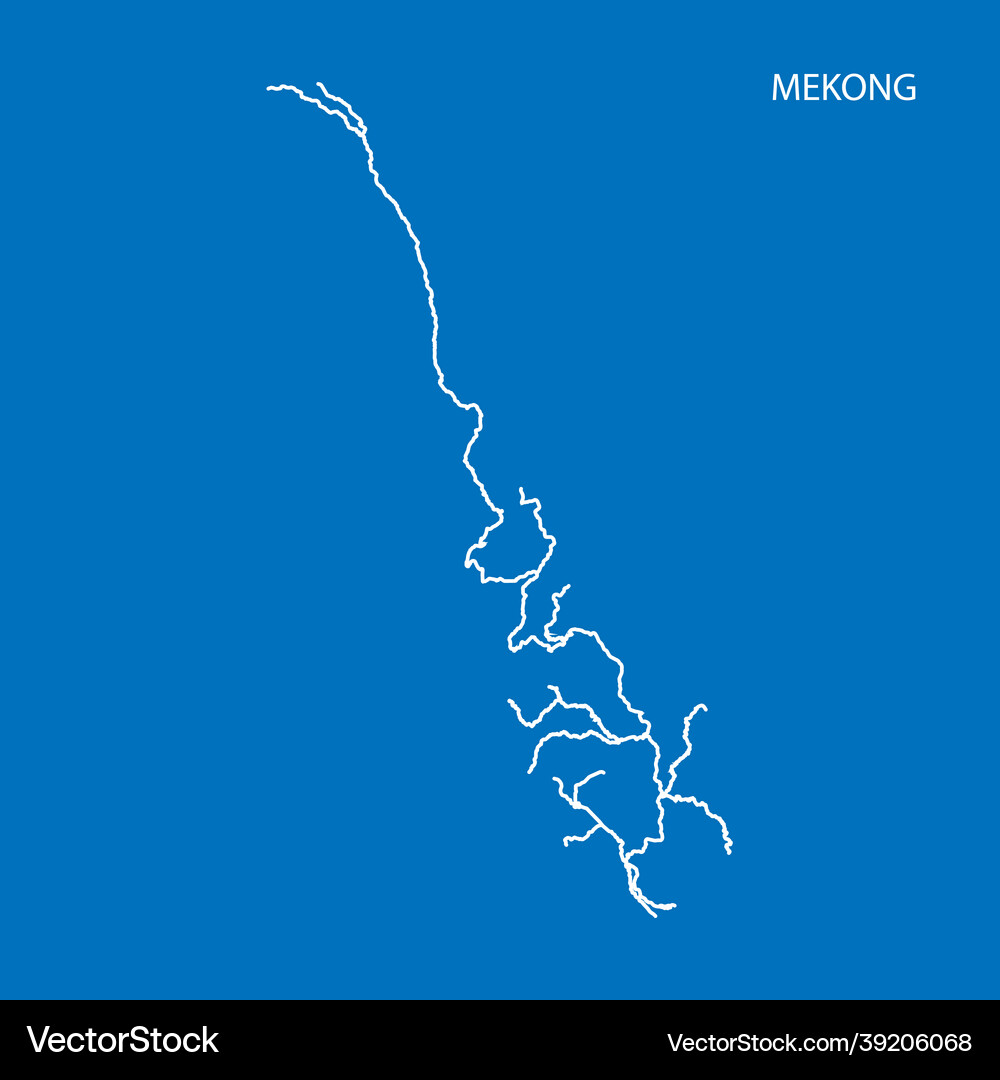 Map of mekong river drainage basin simple thin Vector Image