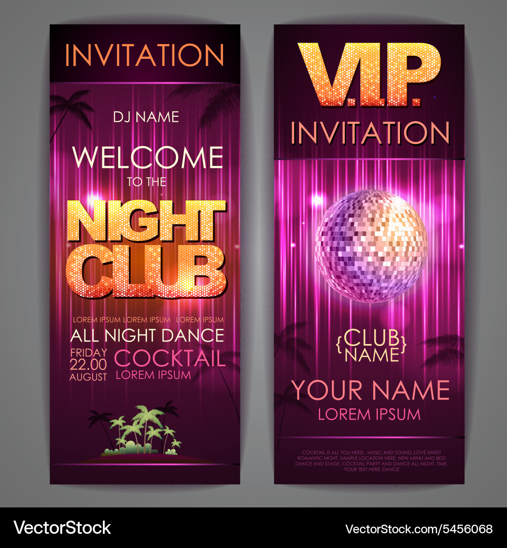 Set disco background banners night club poster Vector Image