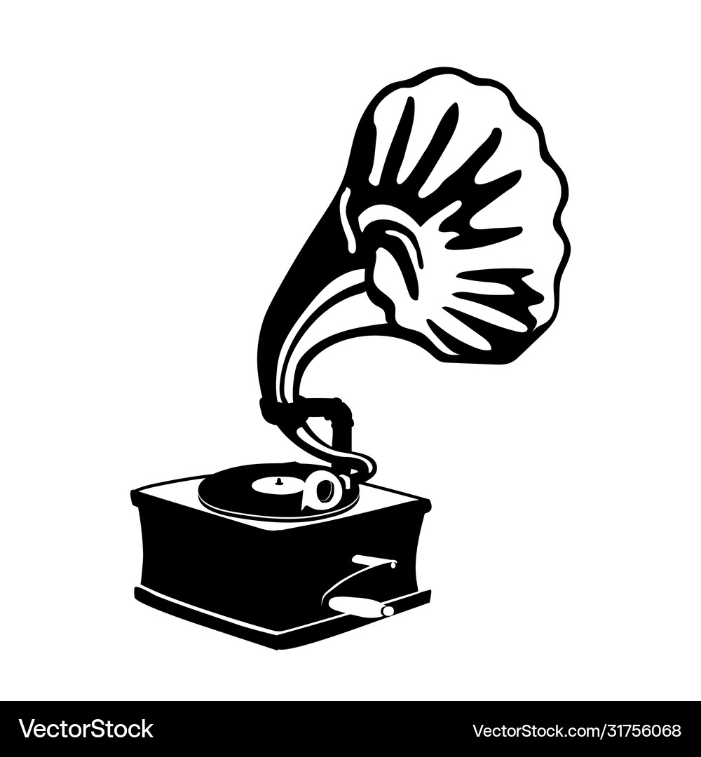 Silhouette a retro music machine gramophone Vector Image