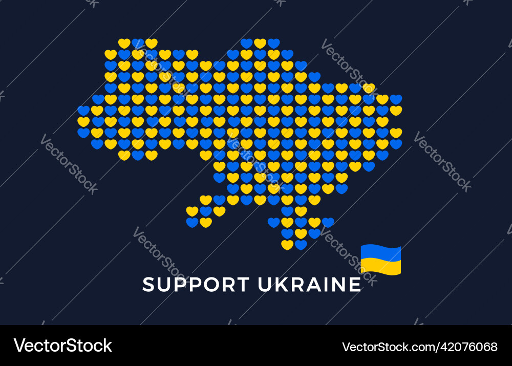 Support ukraine background - map hearts Royalty Free Vector