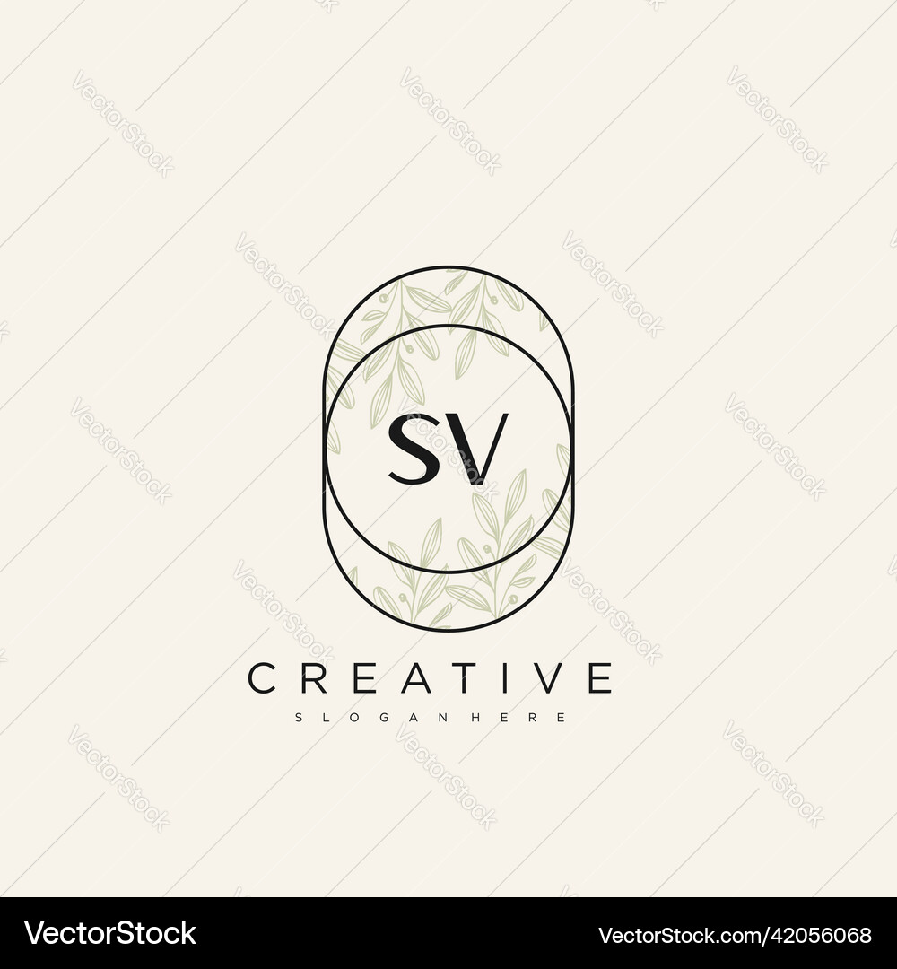 Sv initial letter flower logo template premium art