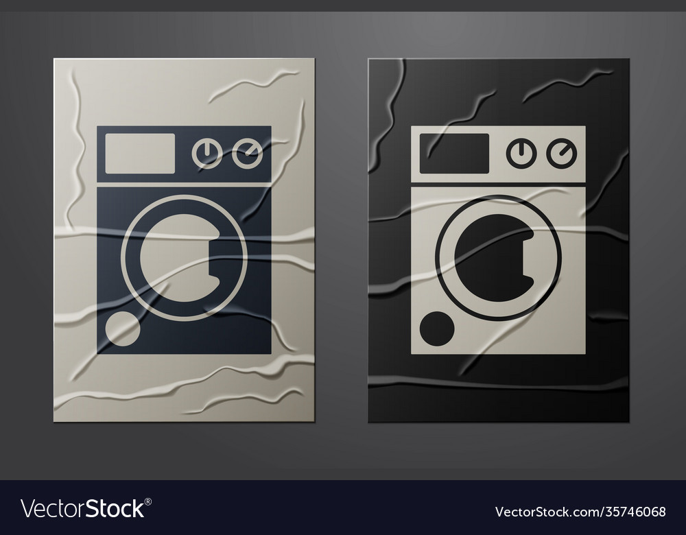 White washer icon isolated on crumpled paper Vector Image