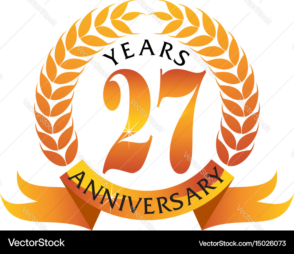 27 years ribbon anniversary Royalty Free Vector Image