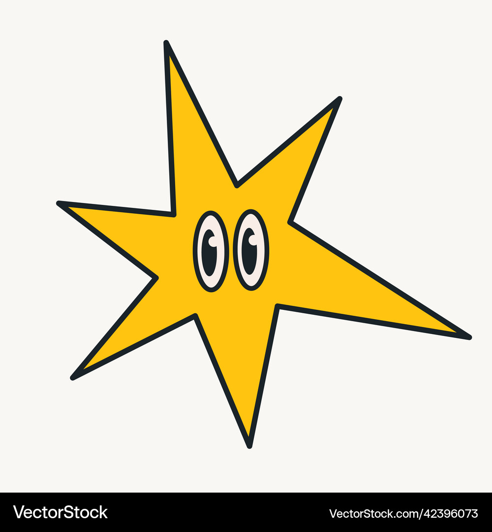 Cartoon funny cute star comic character Royalty Free Vector