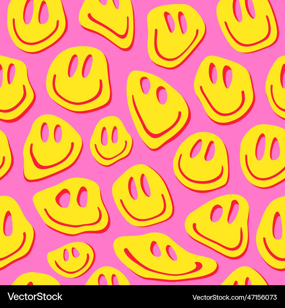 Cool trendy groovy smile seamless pattern funky Vector Image