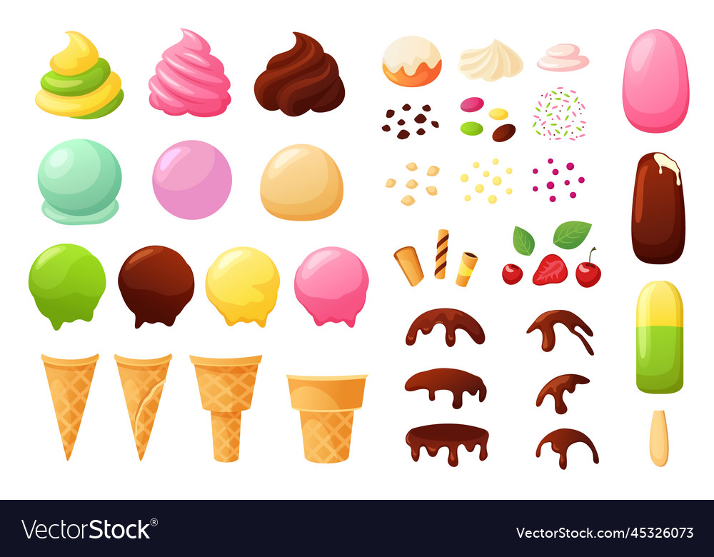 Create your own ice cream sundae constructor Vector Image