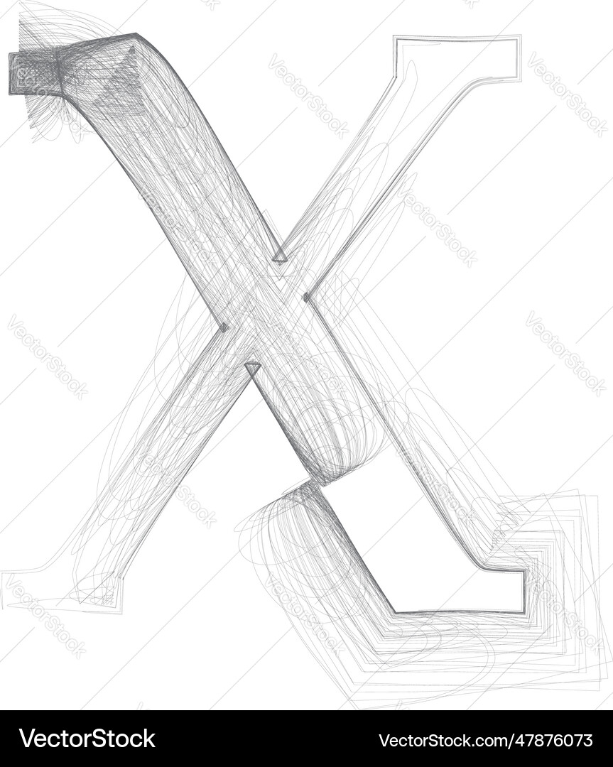 Doodle digital drawn sketch letter x Royalty Free Vector