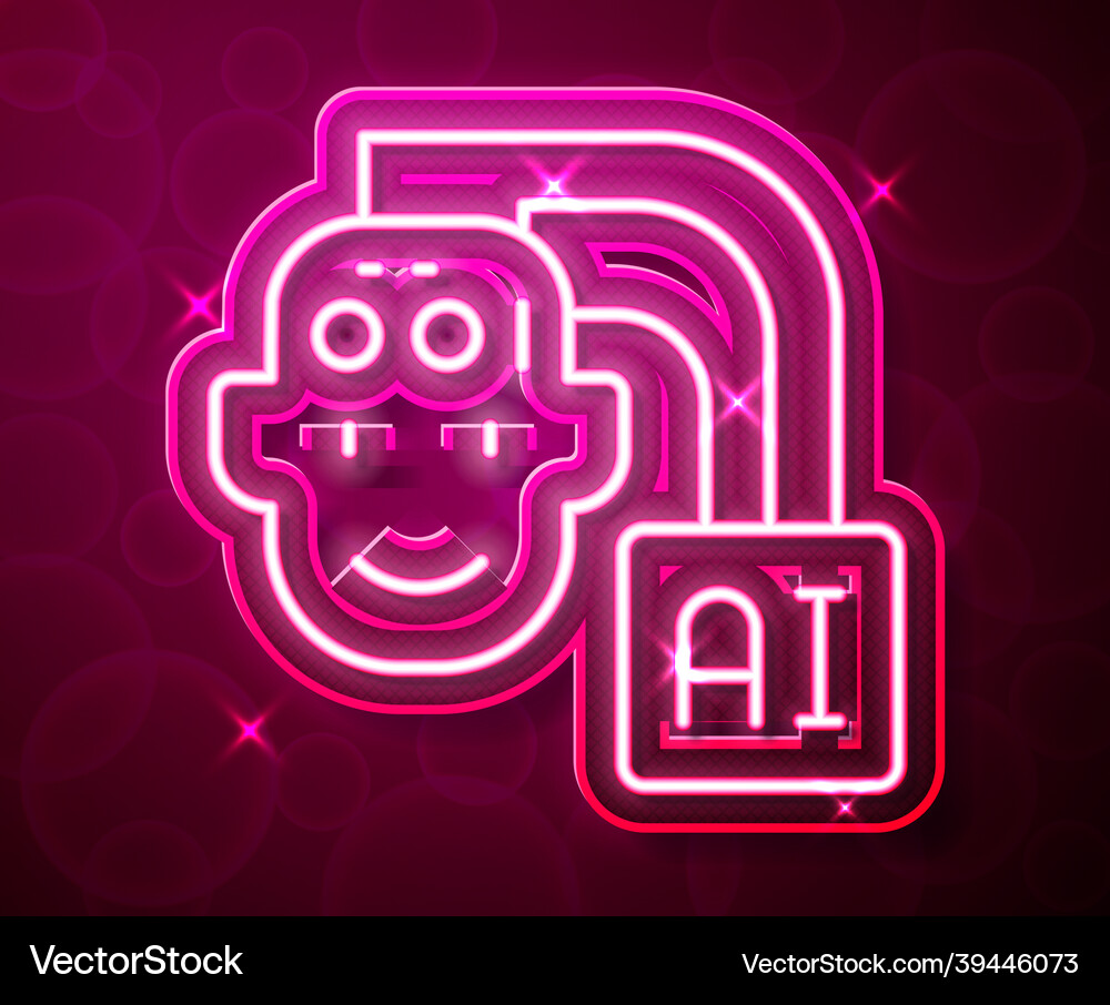 Glowing neon line humanoid robot icon isolated Vector Image