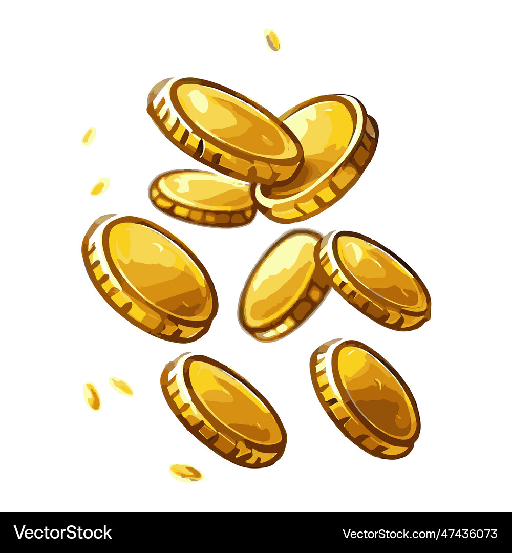 Gold coins isolated on white background Royalty Free Vector