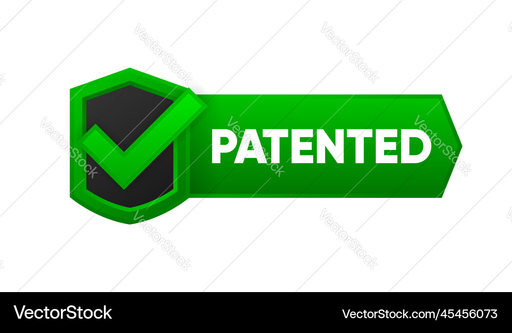 Green patented label on a white background patent Vector Image