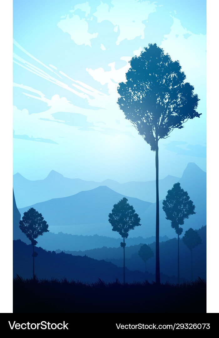 Natural forest trees mountains horizon hills Vector Image