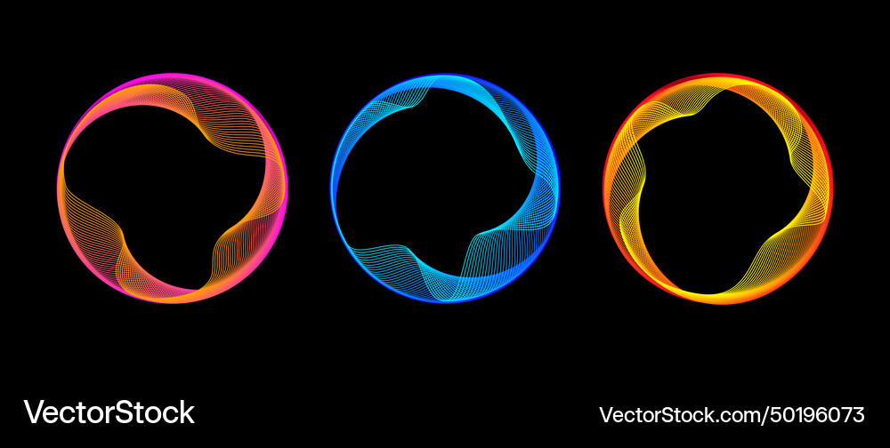 Neon blend circle lines set glowing colorful Vector Image