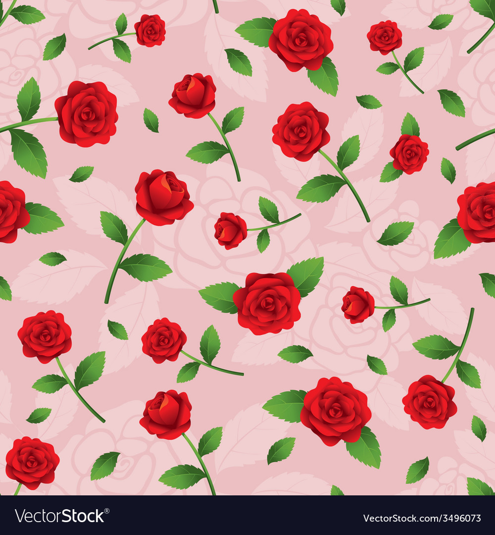Red roses seamless pattern Royalty Free Vector Image