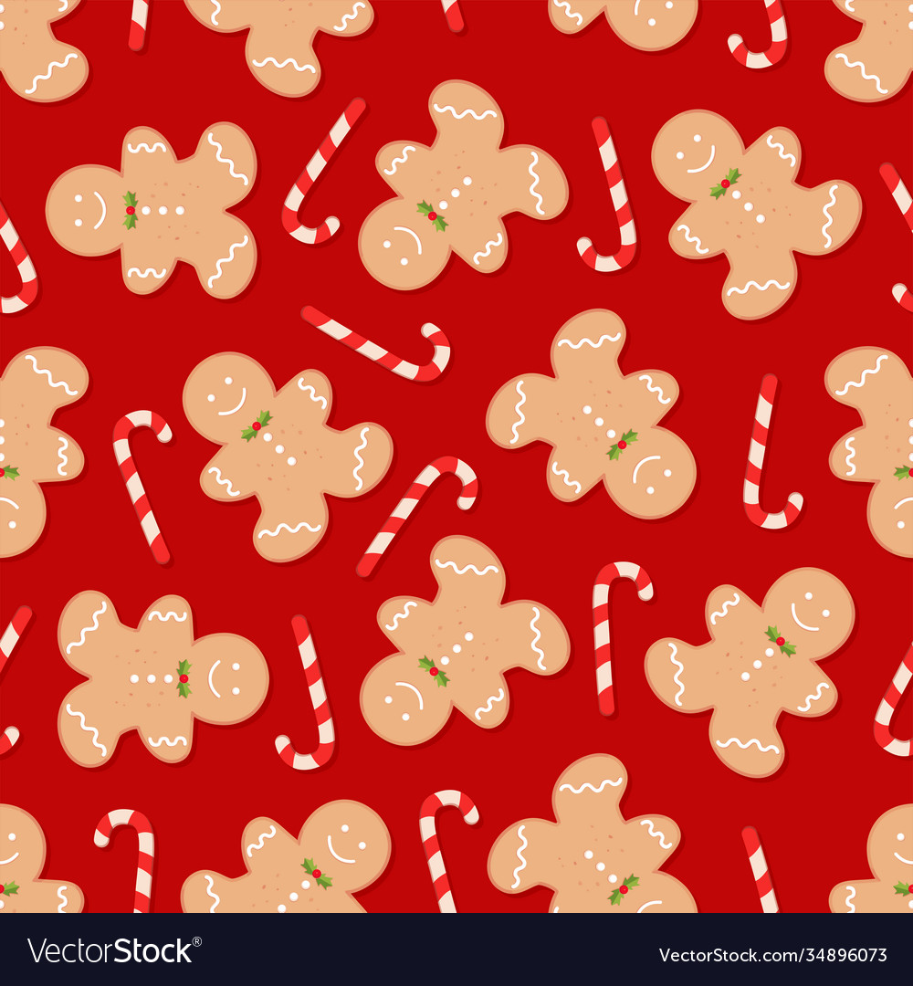 Seamless pattern traditional christmas gingerbread