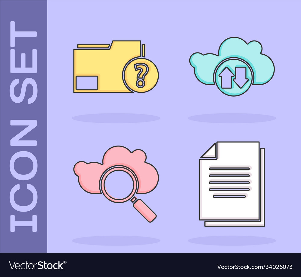Set document unknown document folder search Vector Image Set document unknown document folder search Vector Image