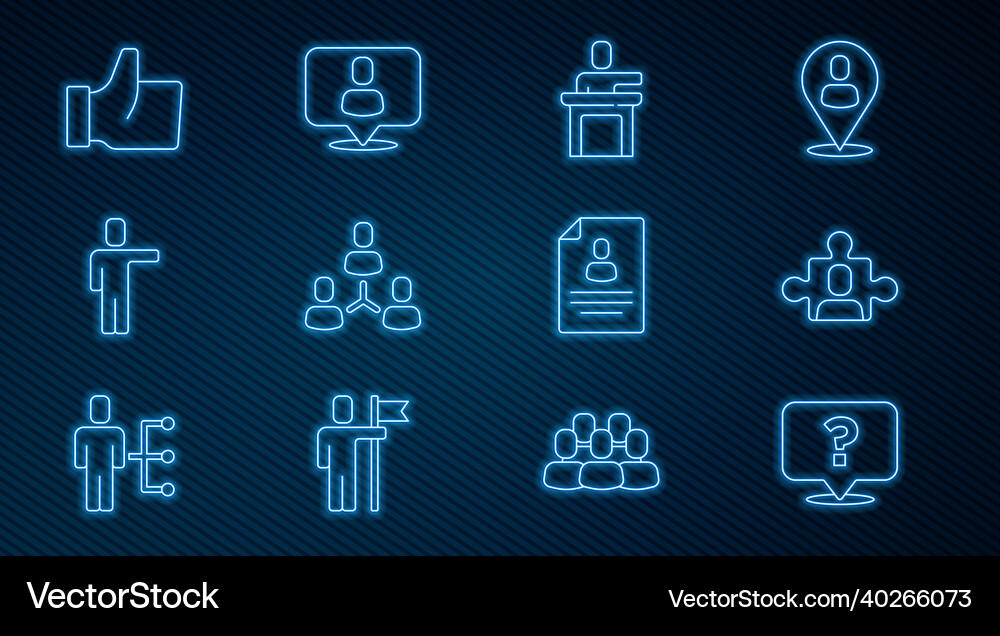Set line question mark project team base speaker Vector Image