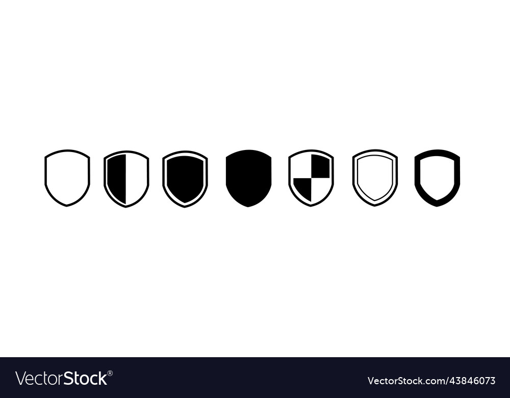 Shield Icon Set In Vintage Style Protect Vector Image